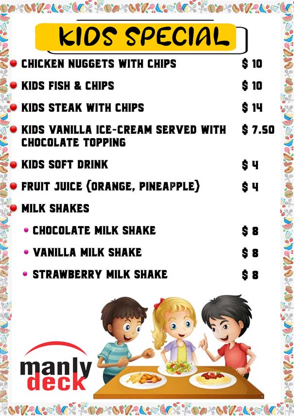 Kids’ Menu | Manly Deck